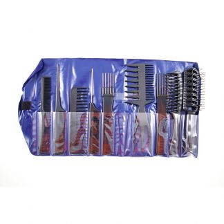 Comb Set with Pouch, Black, 9/Pack - Hairhouse Warehouse